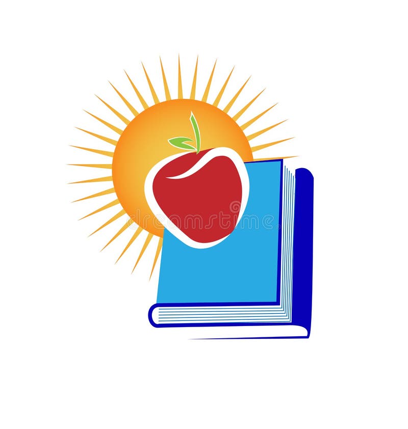 Apple with Stack of Books, Icon Illustration Stock Vector ...