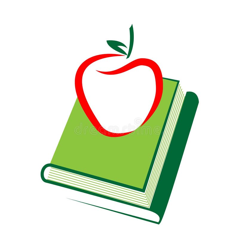 Apple with Stack of Books, Icon Illustration Stock Vector ...