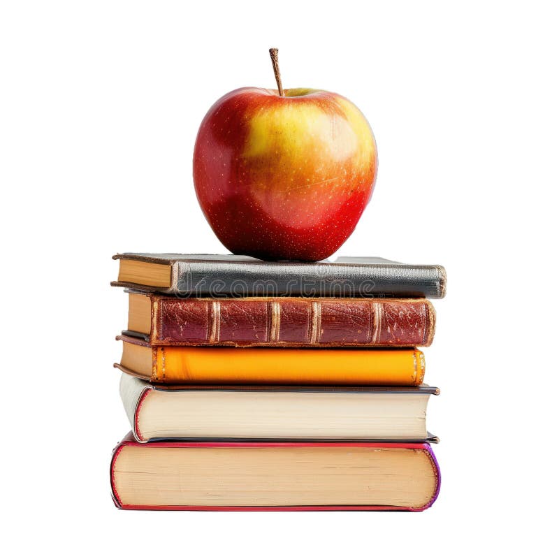 Stack Books Red Apple Isolated Transparent Background Stock Photos ...