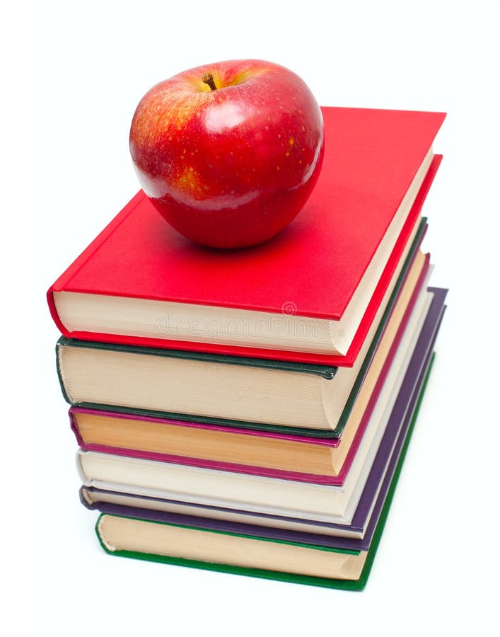 Apple on stack of books stock image. Image of profession - 24060539