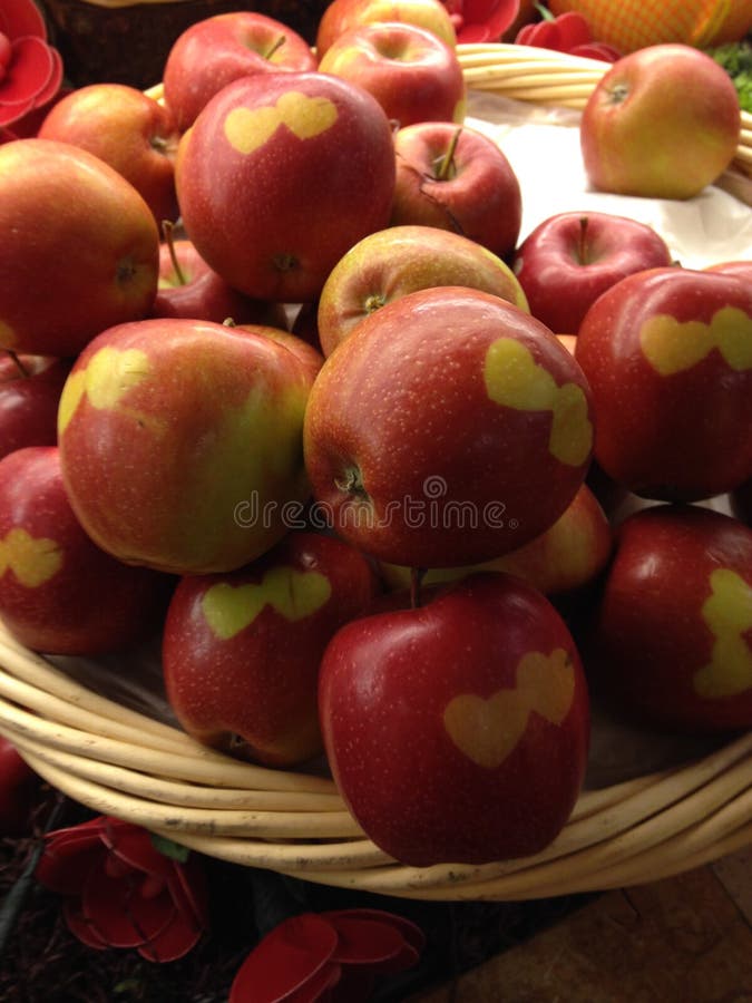 Apple with stamped hearts stock image. Image of apple - 191144349