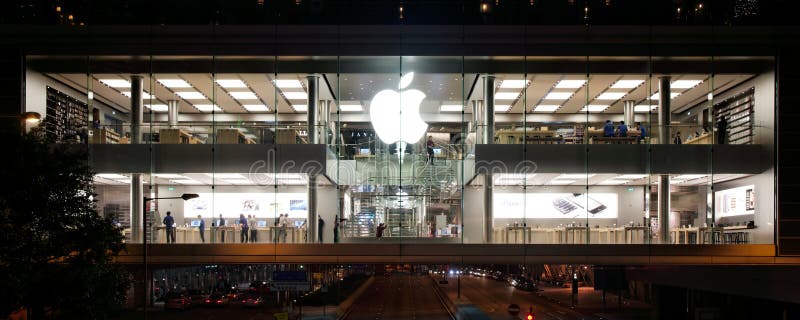 Apple Store in Hong Kong at Night Editorial Photography - Image of ...