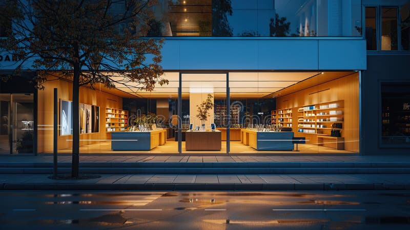 Apple Store at Night stock illustration. Illustration of storefront ...