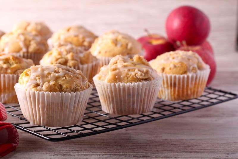 Apple Streusel Topping Cakes Stock Image - Image of buns, icing: 257177859