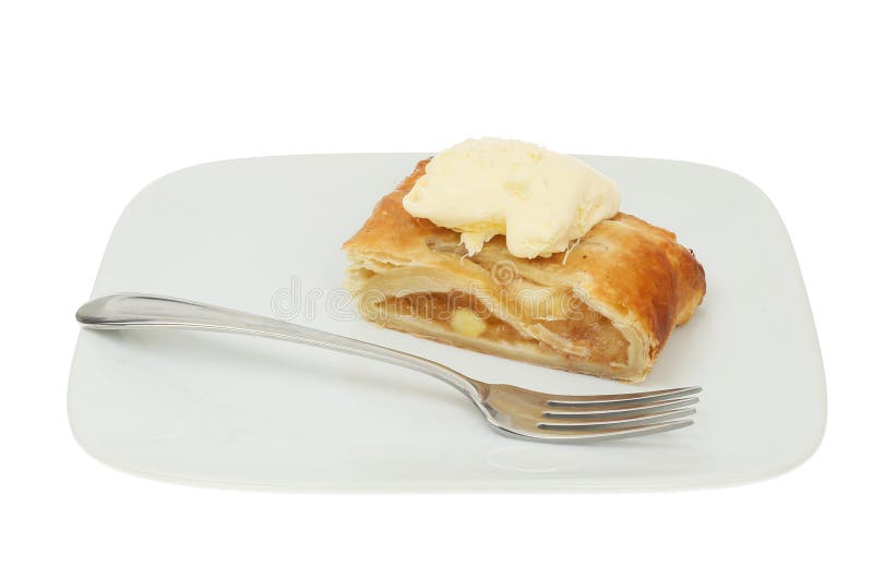 Apple strudel with cream stock image. Image of food - 212892649