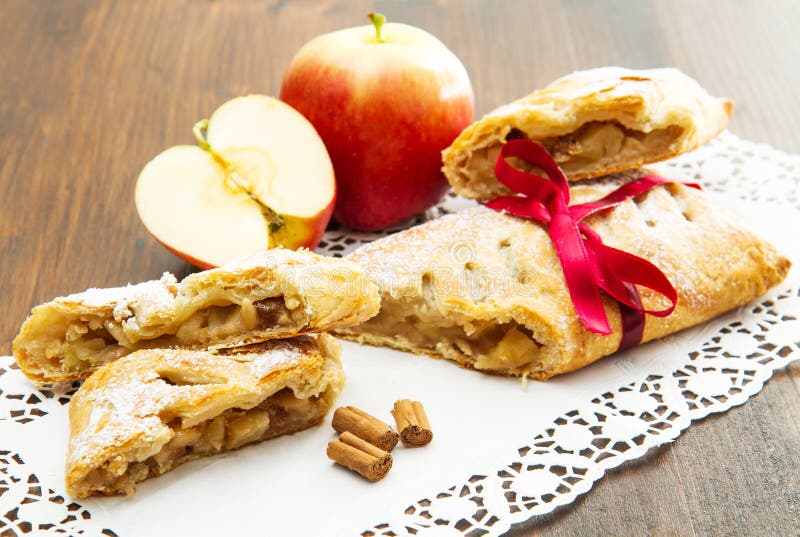 Apple Strudel with Fresh Apple and Cinnamon Stock Photo - Image of cake ...