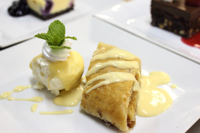 Apple Strudel with Hot Vanilla Sauce Stock Image - Image of traditional ...