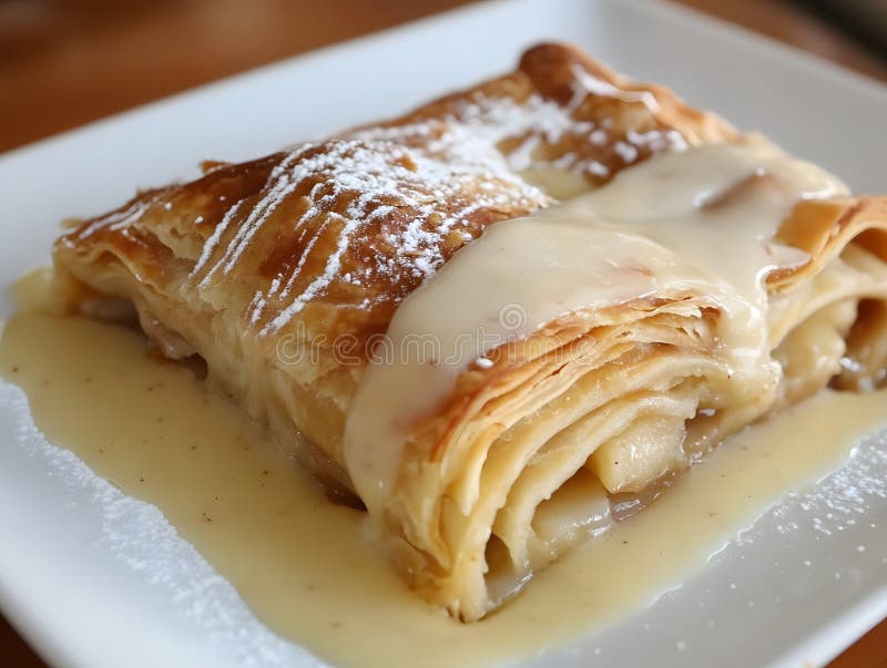 Apple Strudel with Maple Syrup and Caramelized Condensed Milk Stock ...