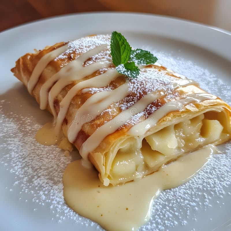 Apple Strudel with Maple Syrup and Caramelized Condensed Milk Stock ...