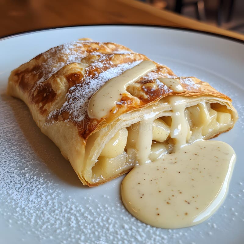 Apple Strudel with Maple Syrup and Caramelized Condensed Milk Stock ...