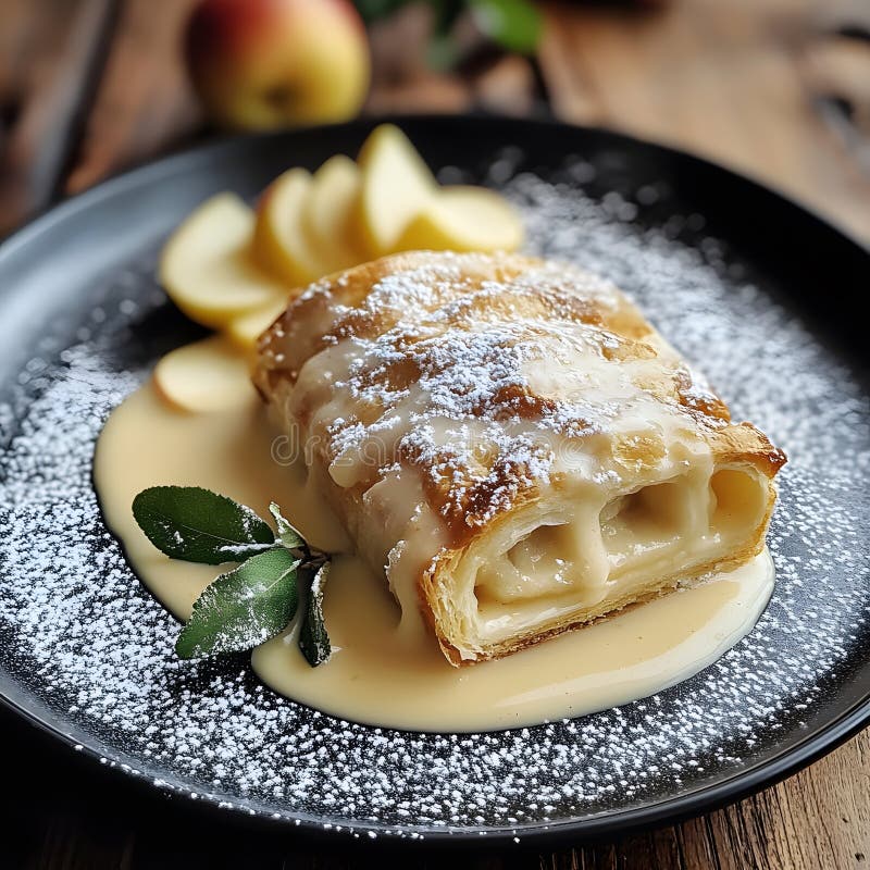 Apple Strudel with Maple Syrup and Caramelized Condensed Milk Stock ...