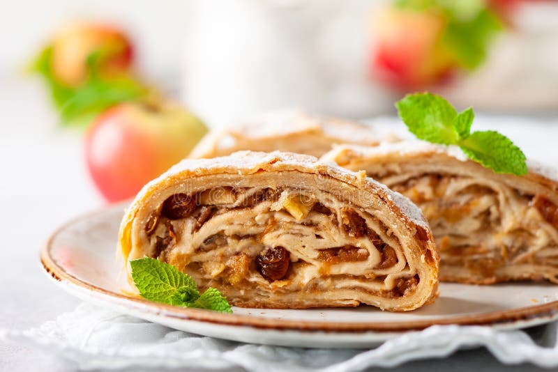 Apple strudel stock image. Image of almond, fresh, homemade - 126422307