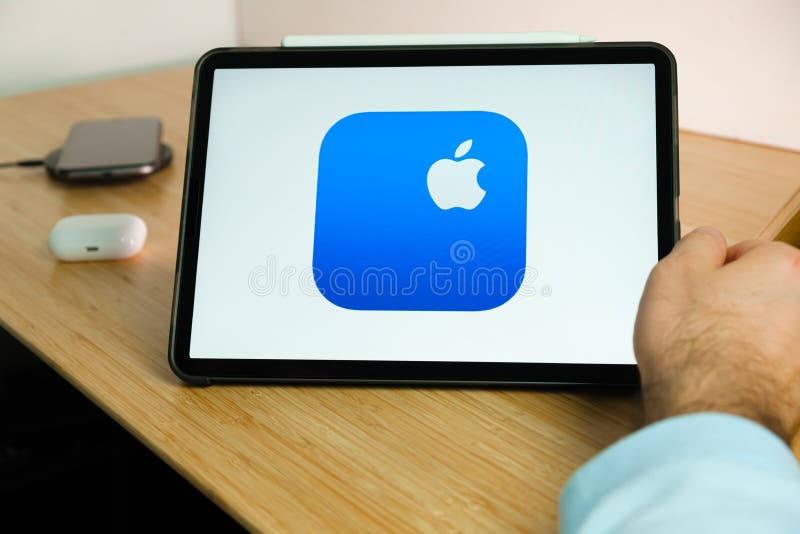 Apple Support Logo on the Screen of IPad Tablet. March 2021, San ...
