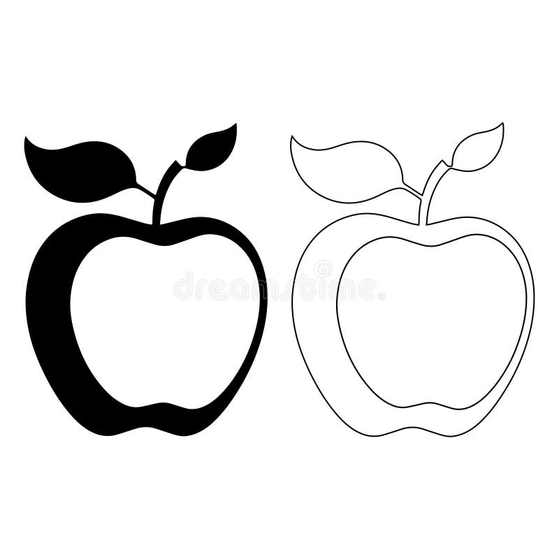 Apple Symbols Set Black Silhouette on White Background Vector ...