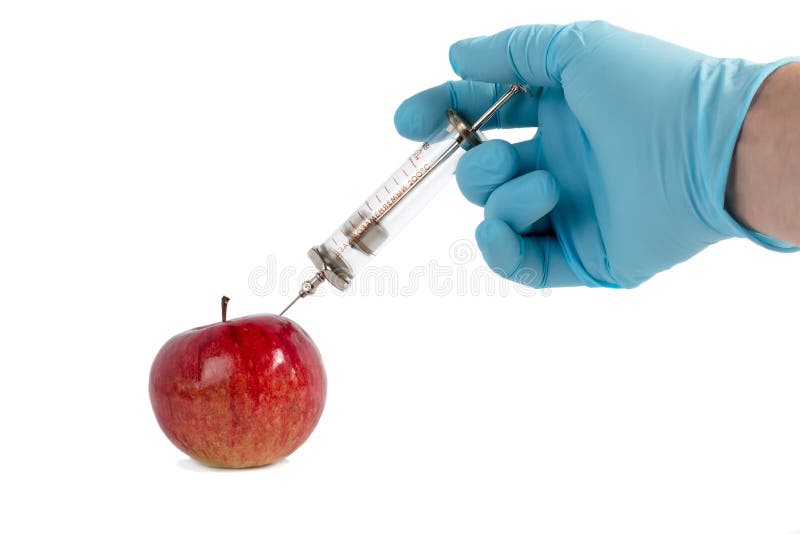 Apple Syringe Hand Injection Stock Photo - Image of biology ...