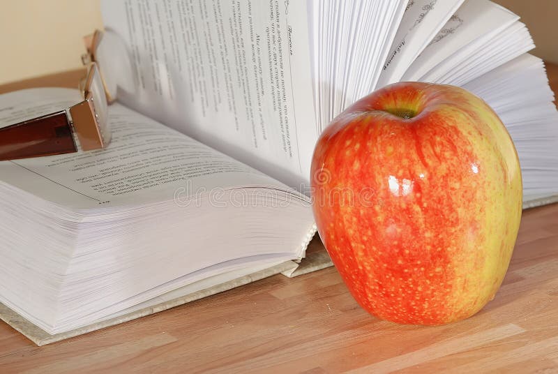 Apple on a table stock image. Image of cored, apple, green - 12850355