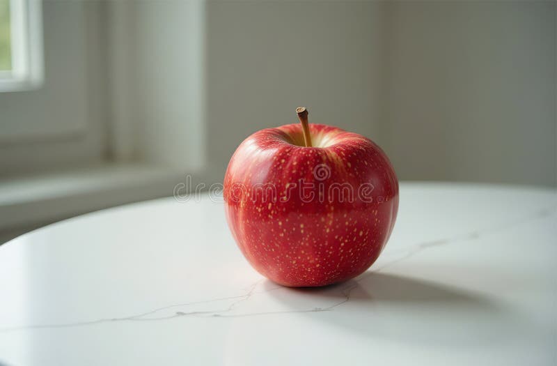 Apple on Table, Close-up of Fresh Fruits, Bright Kitchen. AI Generative ...