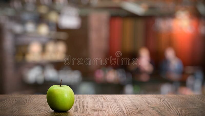 Apple on Table in a Night Club Stock Image - Image of fruit, green ...