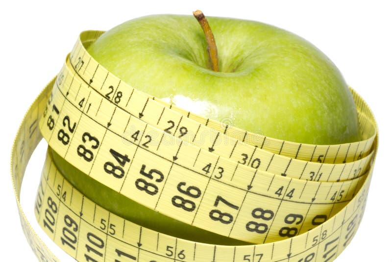 Apple with a tape measure stock image. Image of nutrition - 27254355