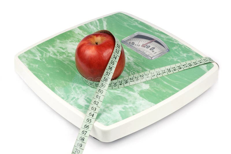 Apple and Tape Measure on a Scale Stock Photo - Image of vitamin, weigh ...