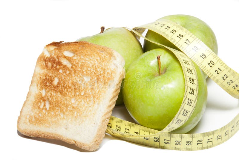 Apple With A Tape Measure And Toast Stock Image - Image of calorie ...