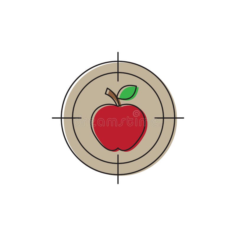 Apple with Target Vector Icon Symbol Isolated on White Background Stock ...