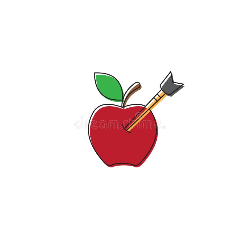 Apple with Target Vector Icon Symbol Isolated on White Background Stock ...