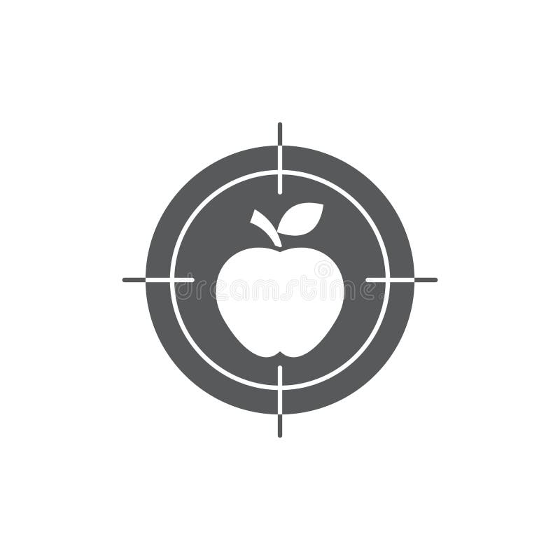 Apple with Target Vector Icon Symbol Isolated on White Background Stock ...