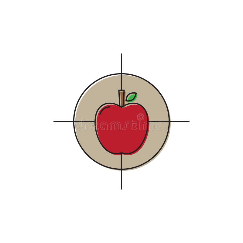 Apple with Target Vector Icon Symbol Isolated on White Background Stock ...
