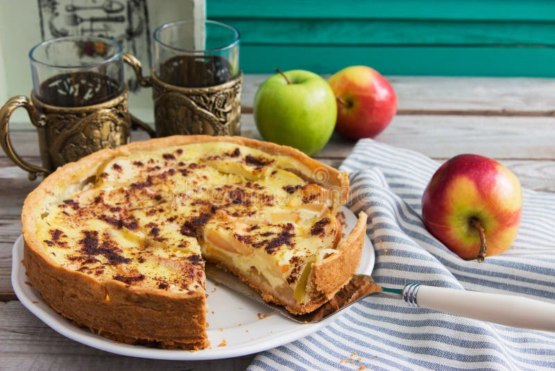 Apple Tart Shortbread Dough Table. Stock Image - Image of homemade ...