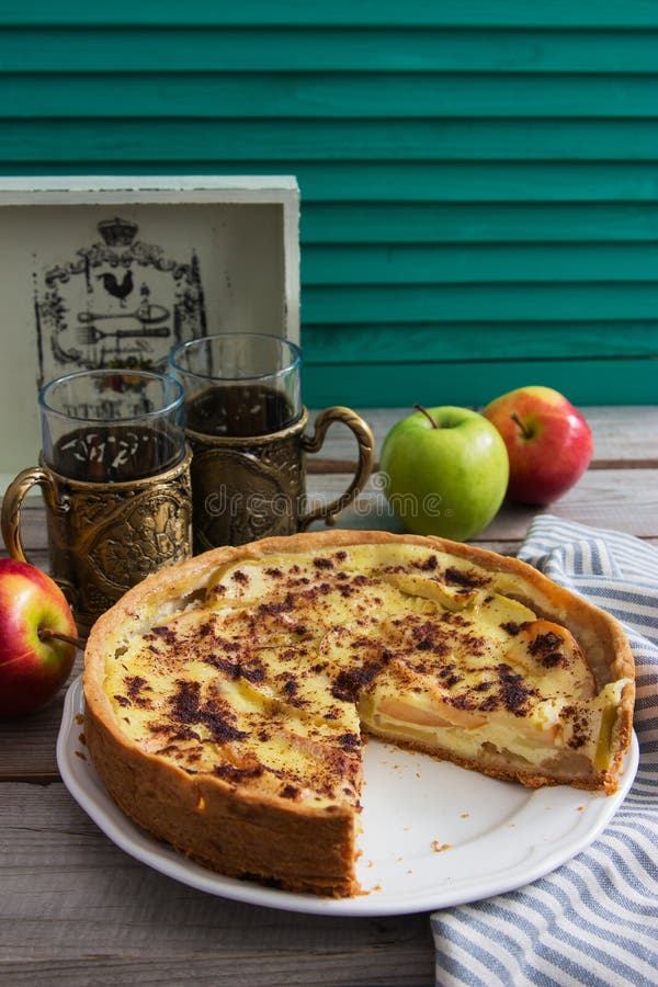 Apple Tart Shortbread Dough Table. Stock Photo - Image of custard ...