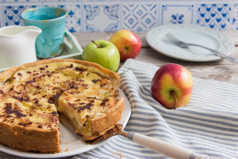 Apple Tart Shortbread Dough Table. Stock Photo - Image of baking ...