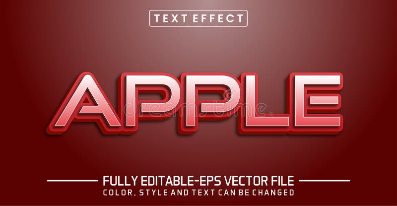 Apple Text Effect - Editable 3D Text Style Stock Vector - Illustration ...