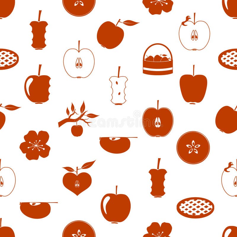Apple Theme Red Simple Seamless Pattern Stock Vector - Illustration of ...