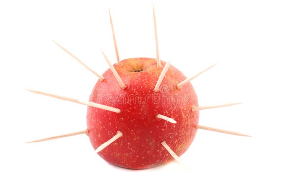 Apple with toothpicks stock image. Image of iron, isolated - 11399735