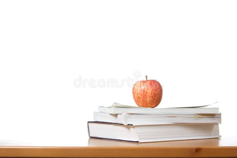 An Apple on Top of a Stack of Books Stock Photo - Image of literature ...