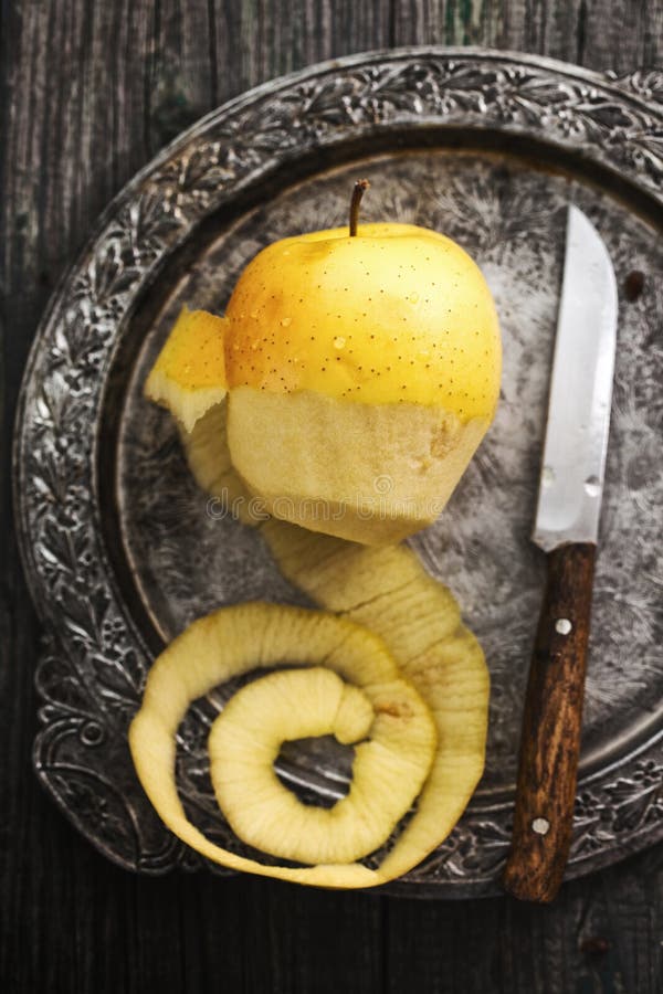 Apple, top view stock photo. Image of sweet, plate, peel - 100653914