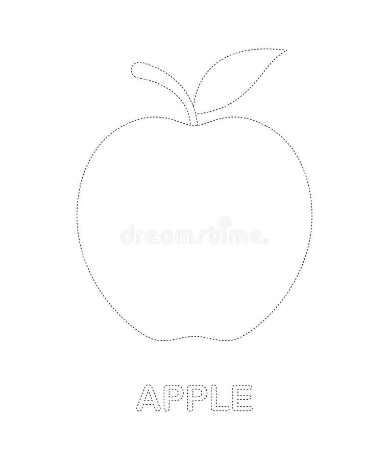 Apple Tracing Worksheet for Kids Stock Vector - Illustration of ...