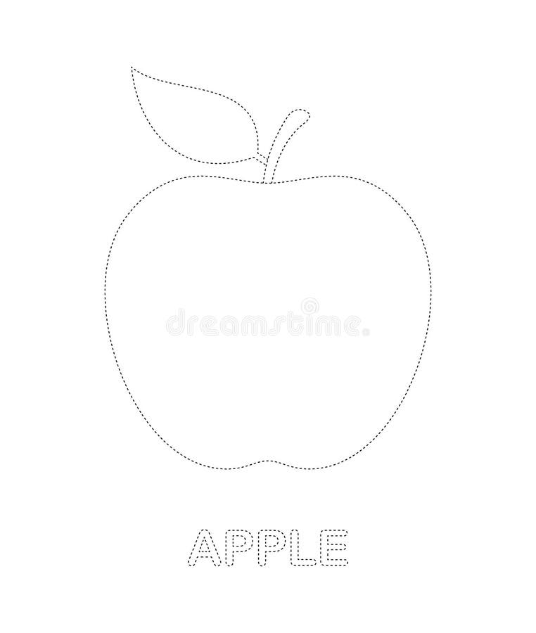 Apple Tracing Worksheet for Kids Stock Vector - Illustration of fine ...