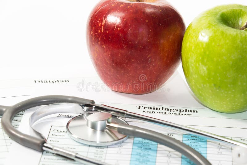 Apple and Training Schedule Stock Photo - Image of white, stethoscope ...
