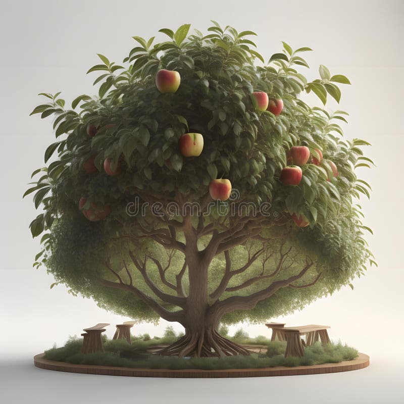 Apple Tree with Apples in the Garden. Generative Ai Stock Illustration ...