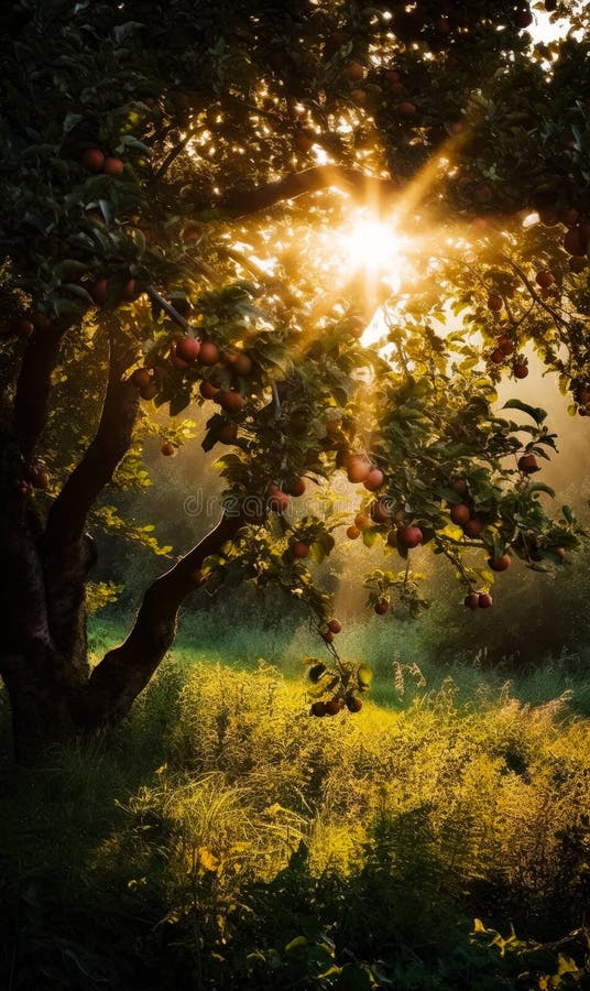An Apple Tree Basking in the Sunlight Stock Image - Image of vitamin ...