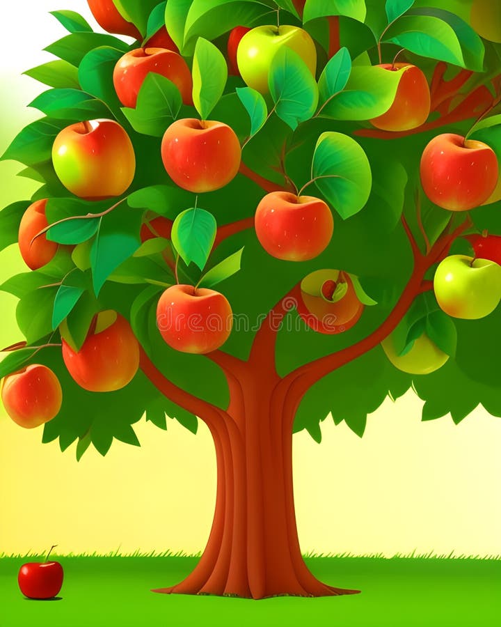Apple tree cartoon stock illustration. Illustration of apple - 293201504