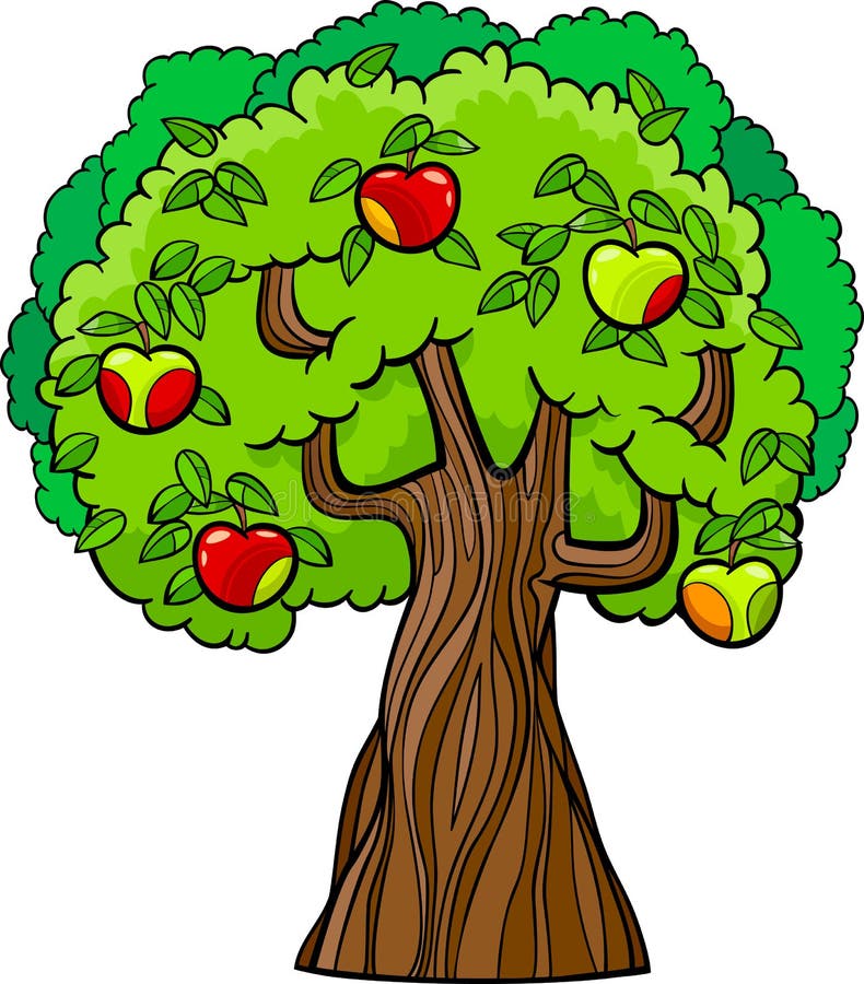 Apple Tree Cartoon Illustration Stock Vector - Illustration of cartoon ...