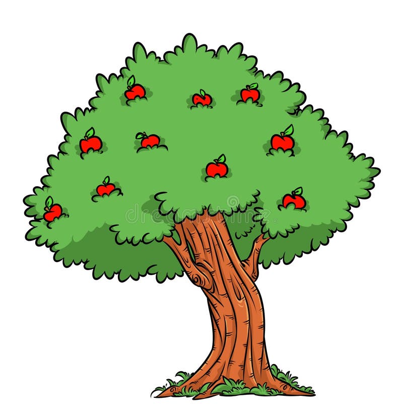 Apple Tree Cartoon Illustration Stock Illustration - Illustration of ...