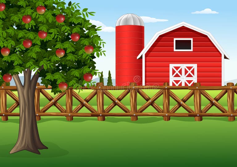 Apple tree on the farm stock vector. Illustration of agriculture - 77893616