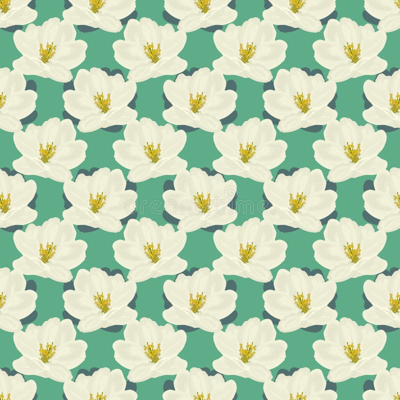 Apple Tree Flowers Seamless Pattern. EPS10 Vector Illustration. Stock ...