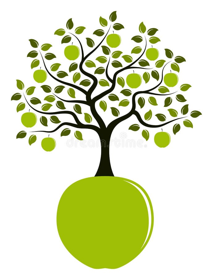 Apple Tree Growing from Apple Stock Vector - Illustration of icon ...