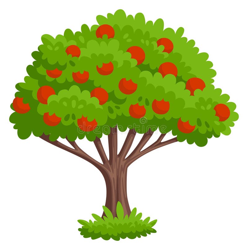 Apple Tree Icon. Cartoon Red Fruit Plant Stock Vector - Illustration of ...
