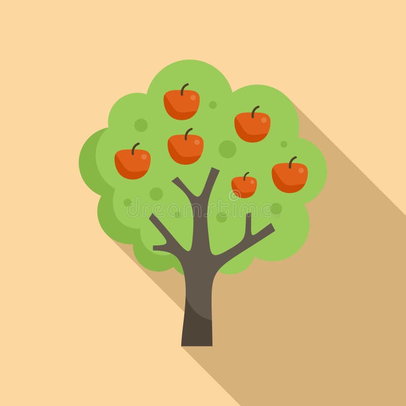 Apple Tree Icon Flat Vector. Plant Bush Stock Vector - Illustration of ...